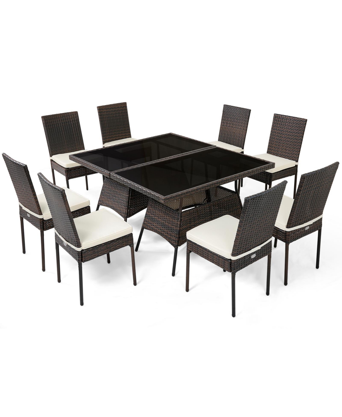 Click here for Gymax 10 Pcs Rattan Dining Set w/ Glass Table and... prices