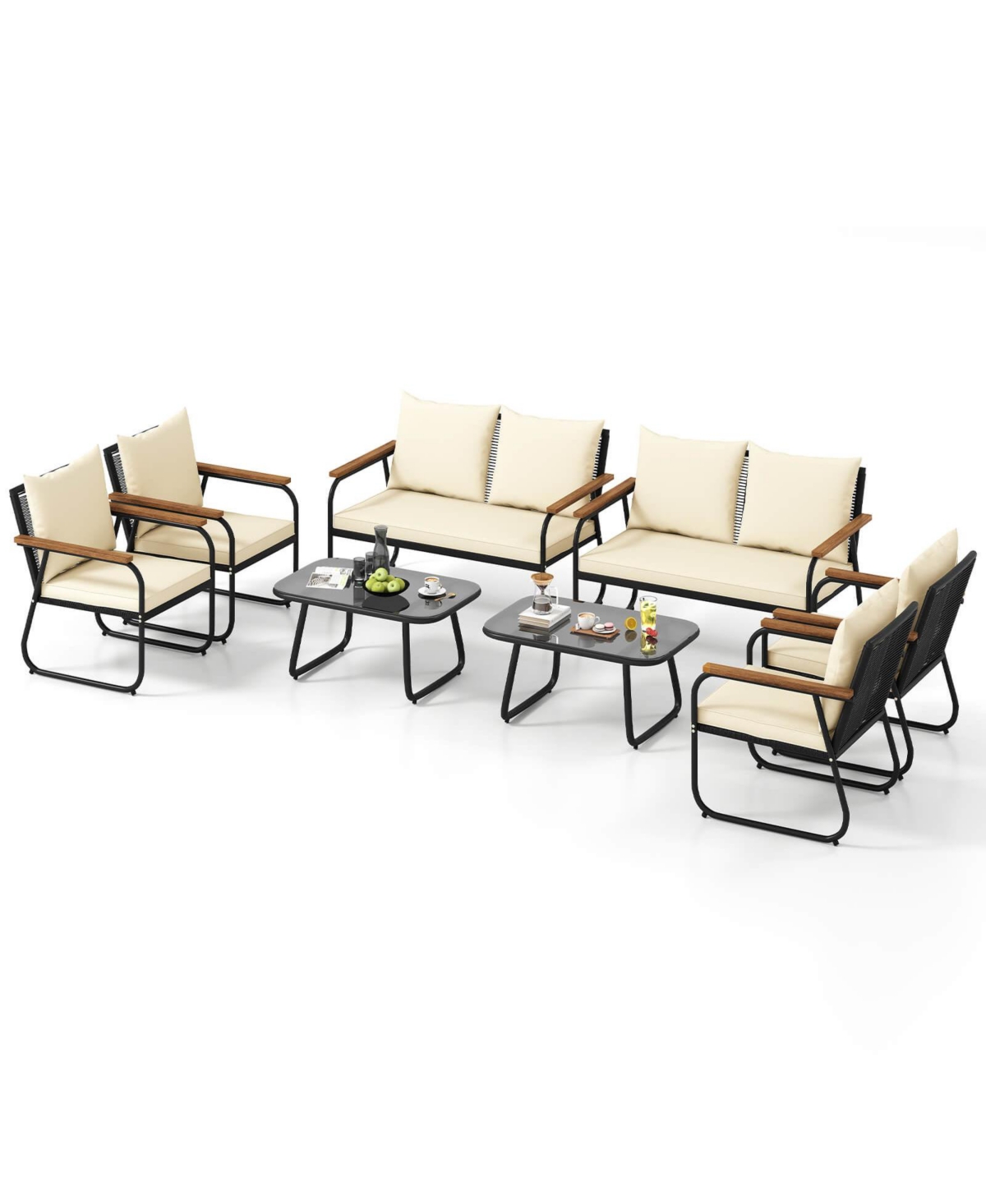 Click here for Gymax Set Of 8 Patio Furniture Set w/Tempered Glas... prices