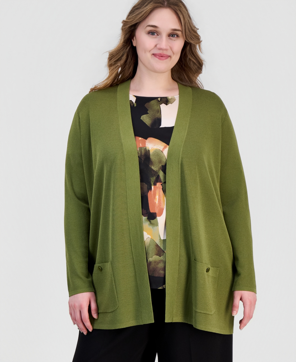 Click here for Anne Klein Plus Size Malibu Open-Front Cardigan -... prices