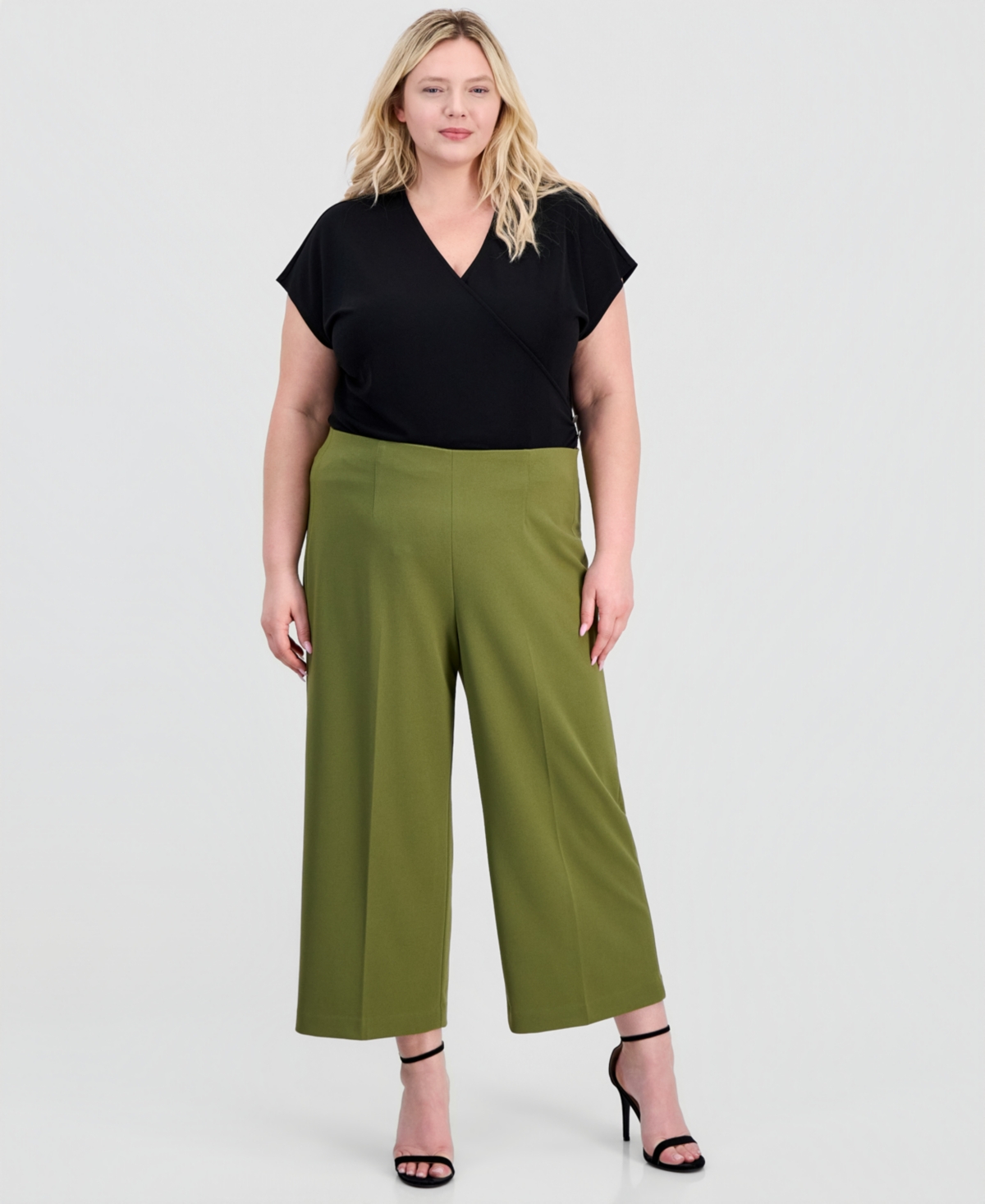 Click here for Anne Klein Plus Size High-Rise Wide-Leg Pants - Ba... prices