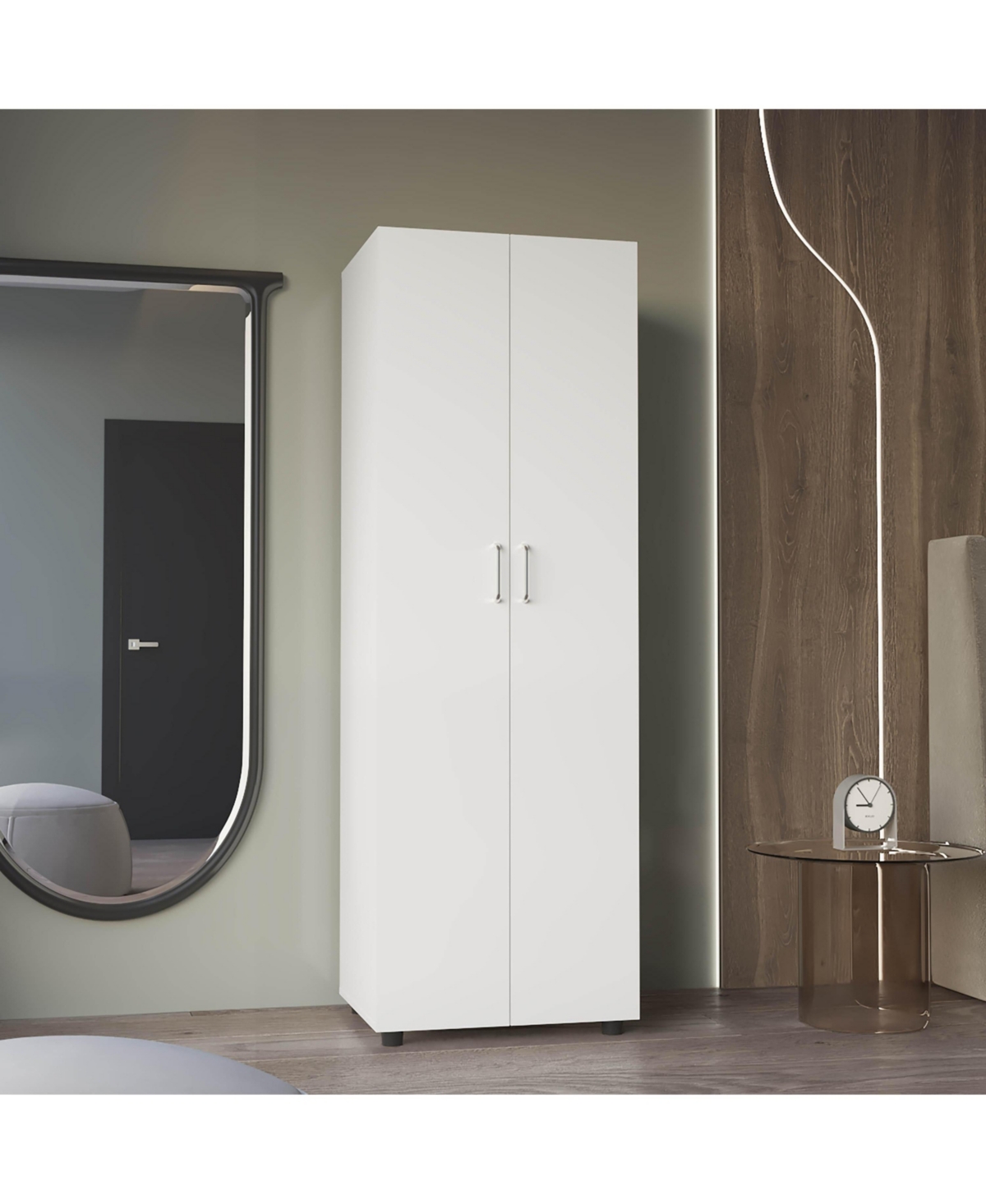 Click here for Flynama Double Door Armoire with 2 Storage Shelves... prices