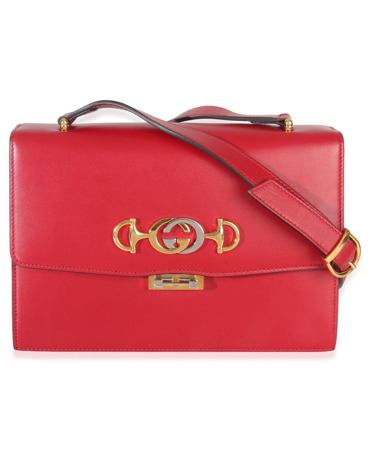 Click here for Pre-Owned Gucci Red Smooth Calfskin Small Zumi Sho... prices