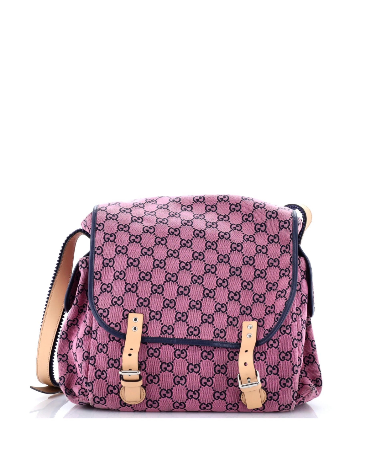 Click here for Pre-Owned Gucci Diaper Flap Bag Gg Canvas - Pink prices
