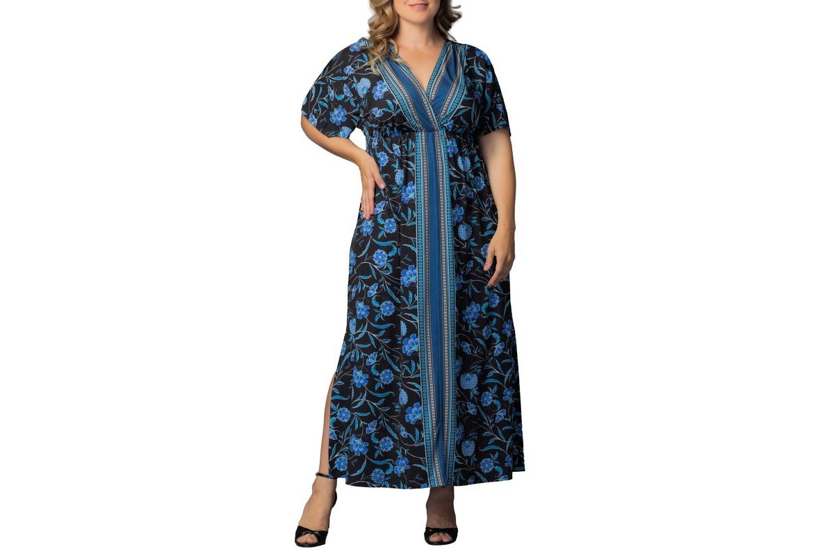 Click here for Kiyonna Plus Size Wanderlust Border Print Maxi Dre... prices