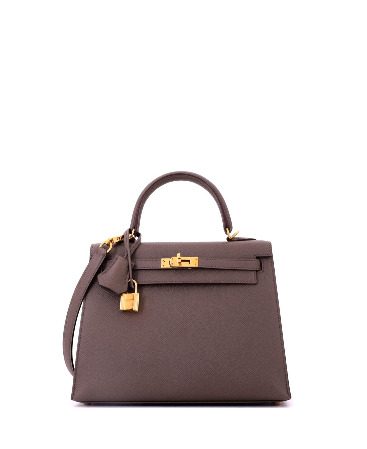 Click here for Pre-Owned HERMES Kelly 25 Handbag Grey Epsom with... prices