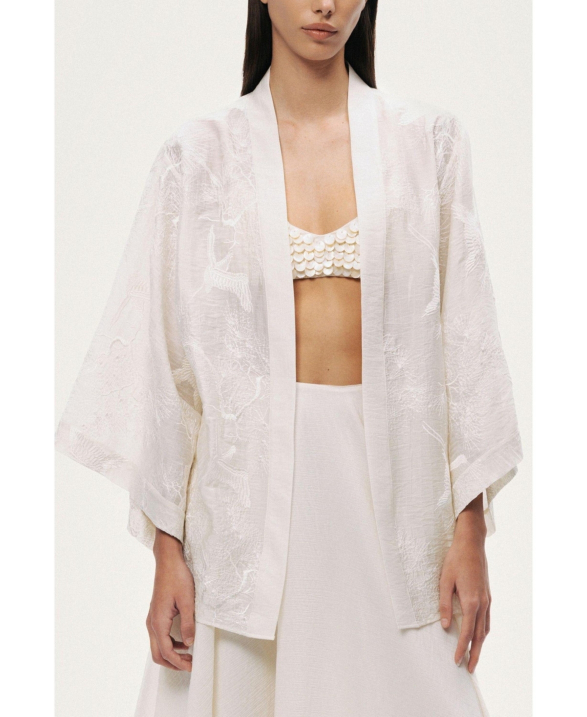 Click here for Nocturne Womens Textured Jacquard Kimono - Open wh... prices