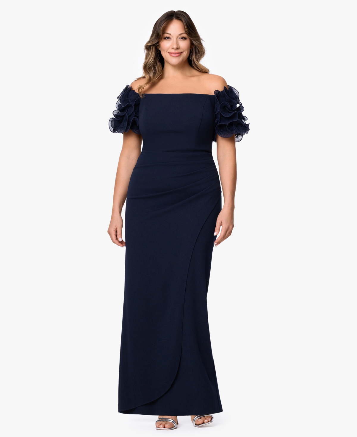 Click here for Xscape Plus Size Off-The-Shoulder Short-Sleeve Gow... prices