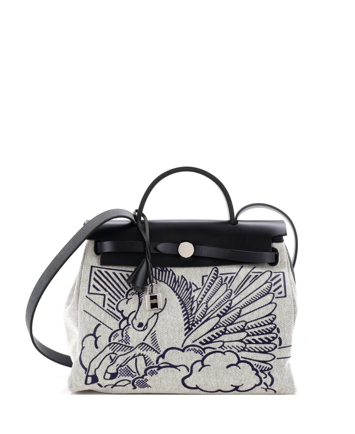 Click here for Pre-Owned HERMES 31 Herbag Zip Pegase Pop Toile an... prices