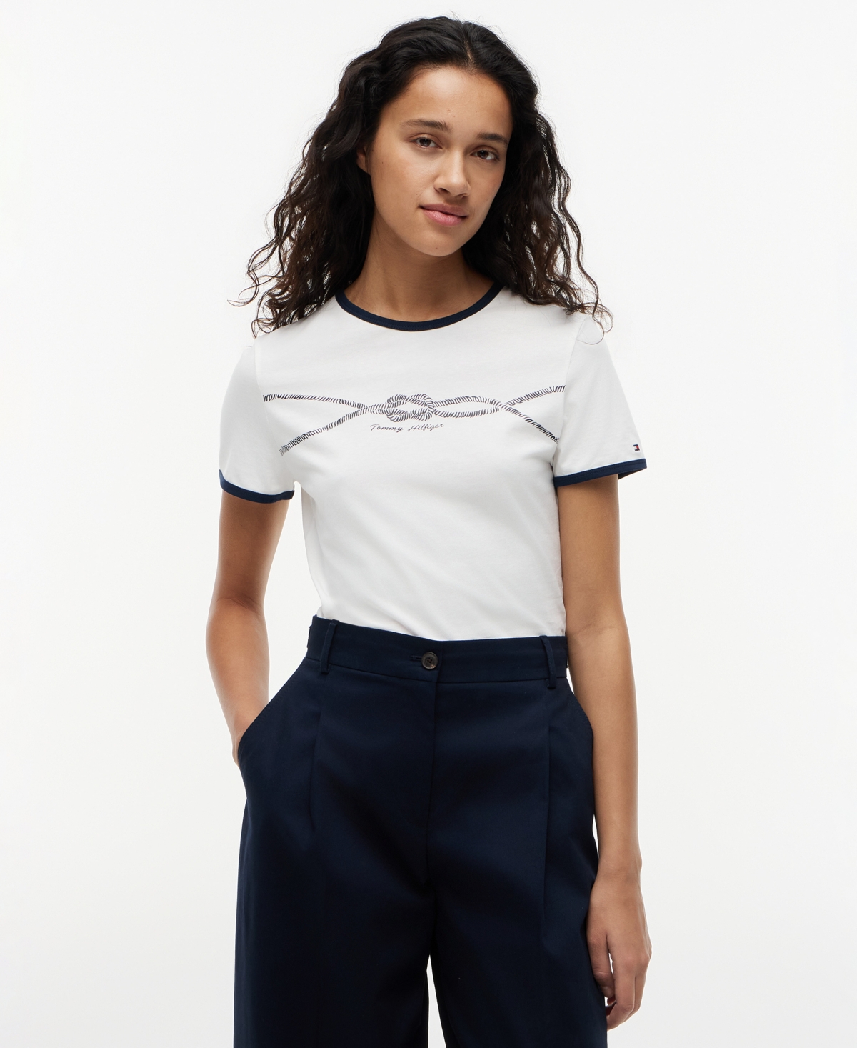 Click here for Tommy Hilfiger Womens Crewneck Ringer Trim Cotton... prices