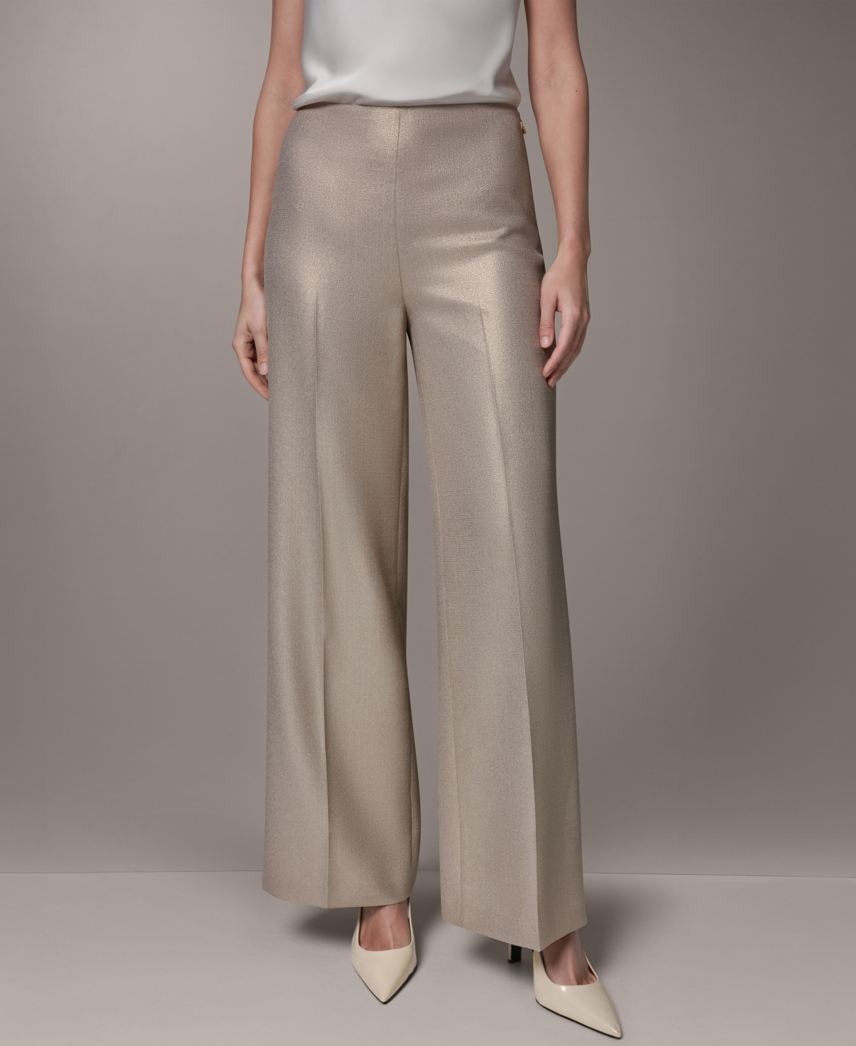 Click here for Donna Karan New York Womens Metallic Wide-Leg Pant... prices