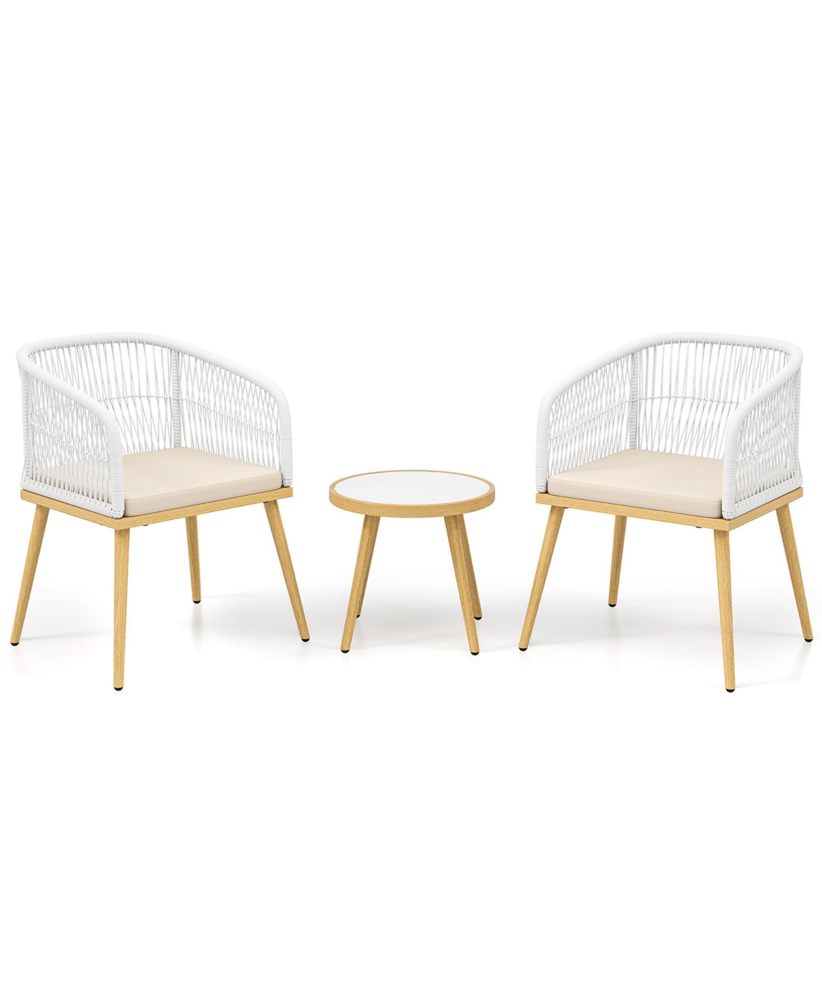 Click here for Gymax 3 Pieces Patio Bistro Set Outdoor Pe Wicker... prices