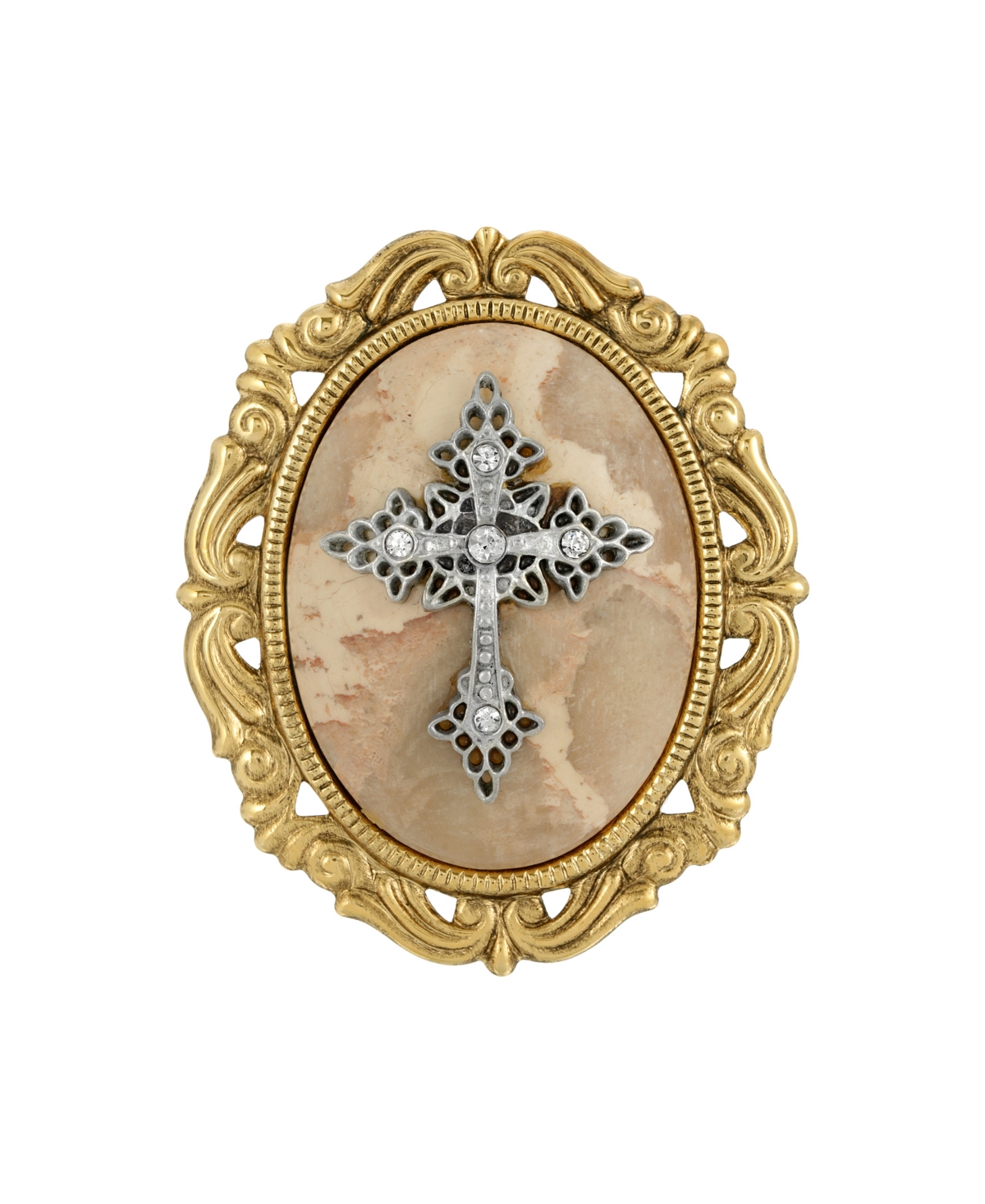 Click here for Symbols of Faith 14k Gold Dipped Brown Obsidion Ov... prices