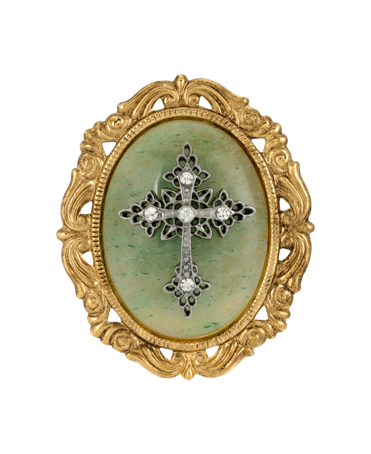 Click here for Symbols of Faith 14k Gold Dipped Brown Obsidion Ov... prices