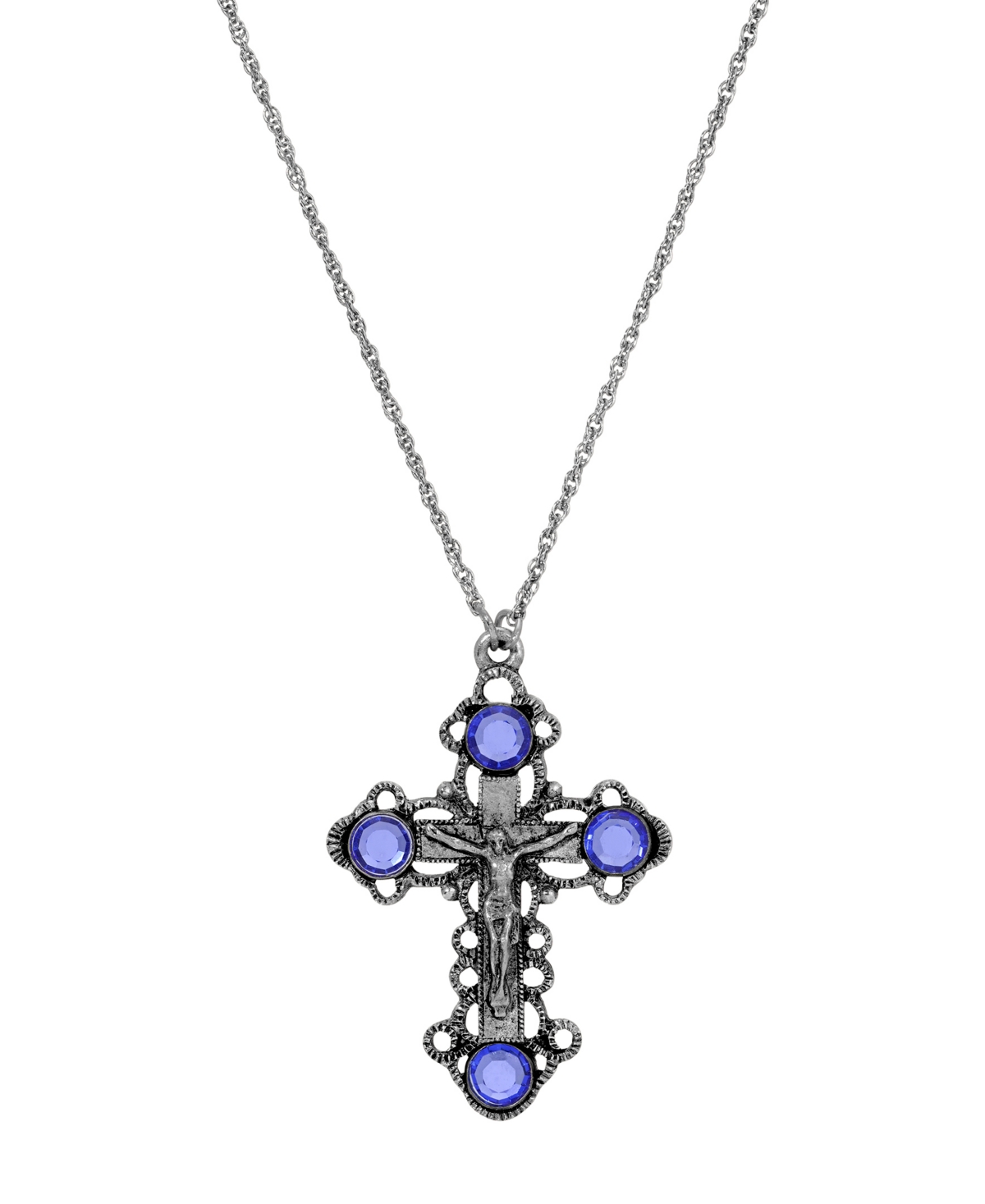 Click here for Symbols of Faith Pewter/Silver-Tone Sapphire Cryst... prices