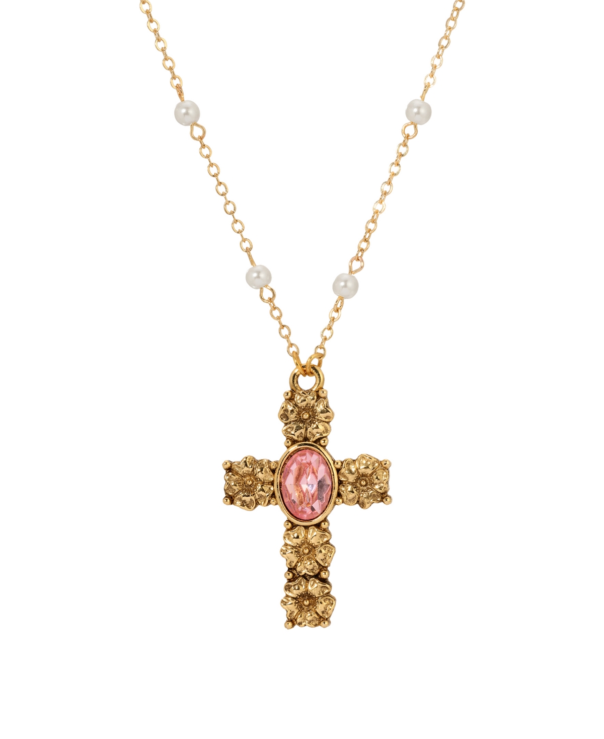 Click here for Symbols of Faith Gold-Tone Cross Rose Oval Stone 2... prices