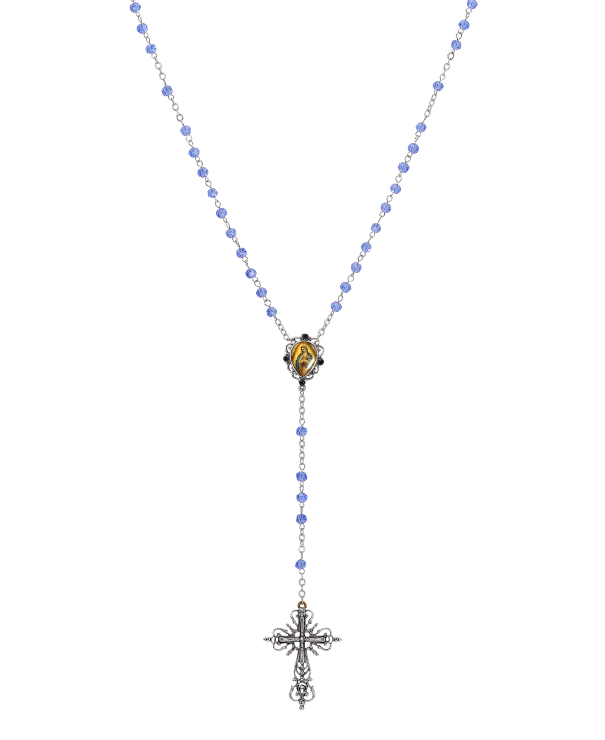 Click here for Symbols of Faith Silver-Tone Filigree Cross Lady o... prices