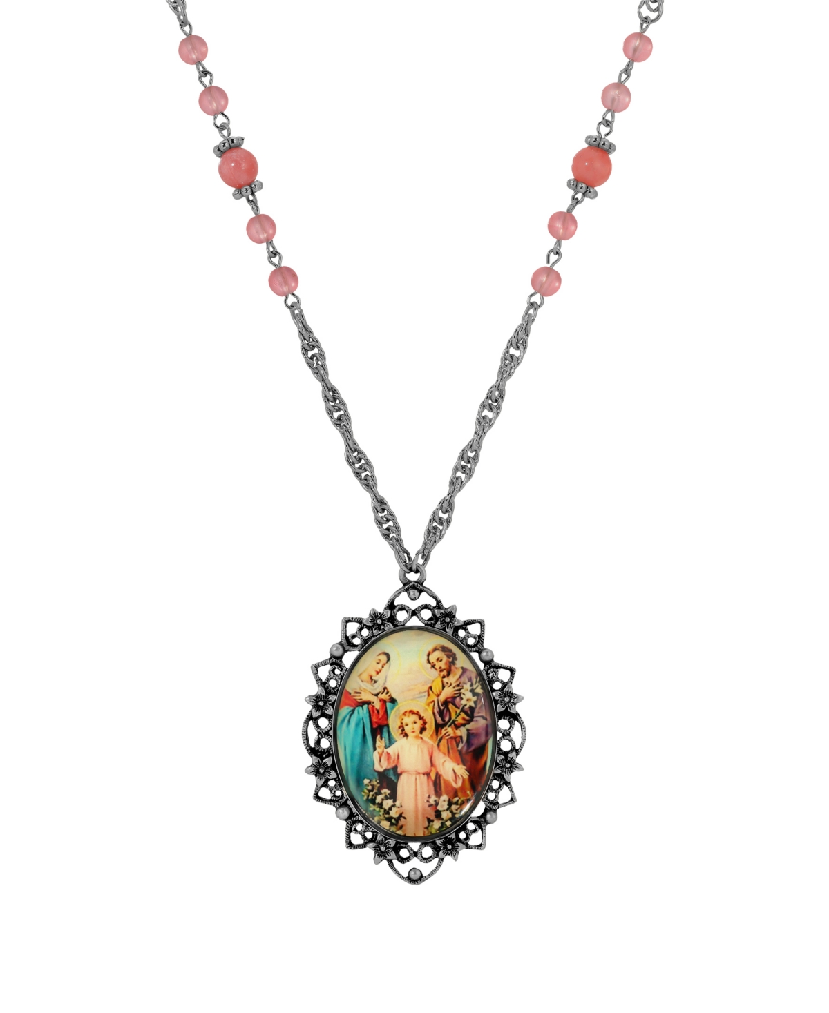 Click here for Symbols of Faith Silver-Tone Oval Holy Family Deca... prices