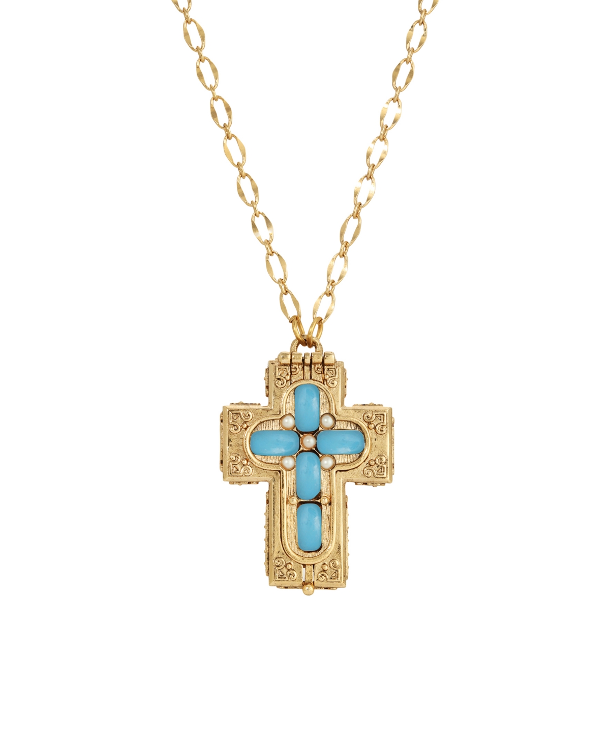 Click here for Symbols of Faith 14K Gold Dipped Aqua Blue Moonsto... prices