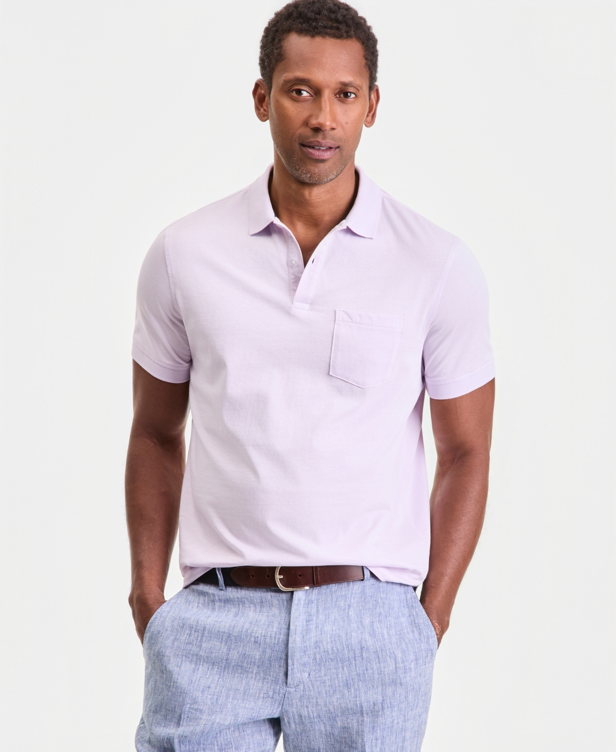 Click here for Club Room Mens Solid Jersey Polo with Pocket  Crea... prices