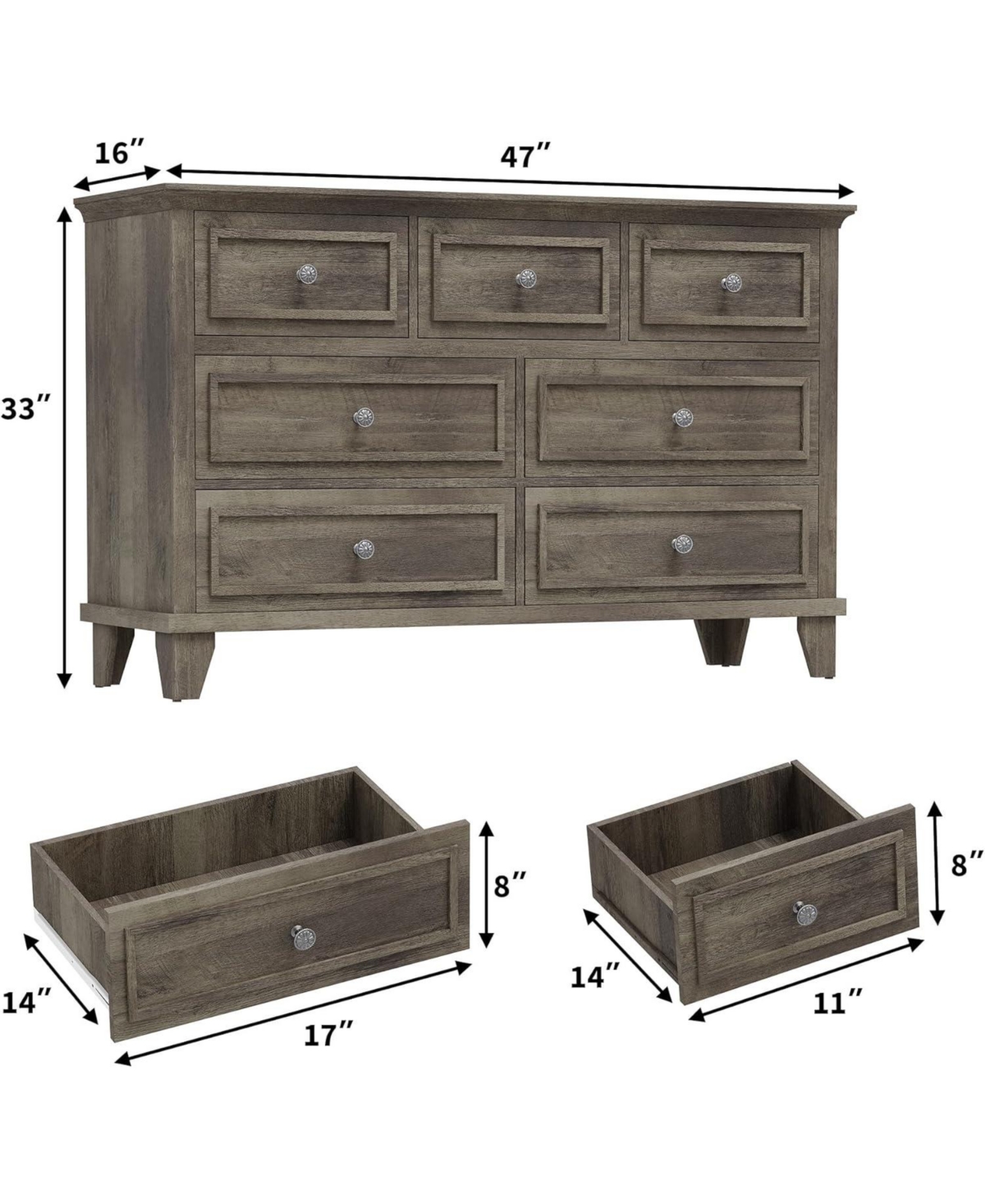 Click here for gaomon 47 Wide 7-Drawer Dresser  Wooden Chest with... prices