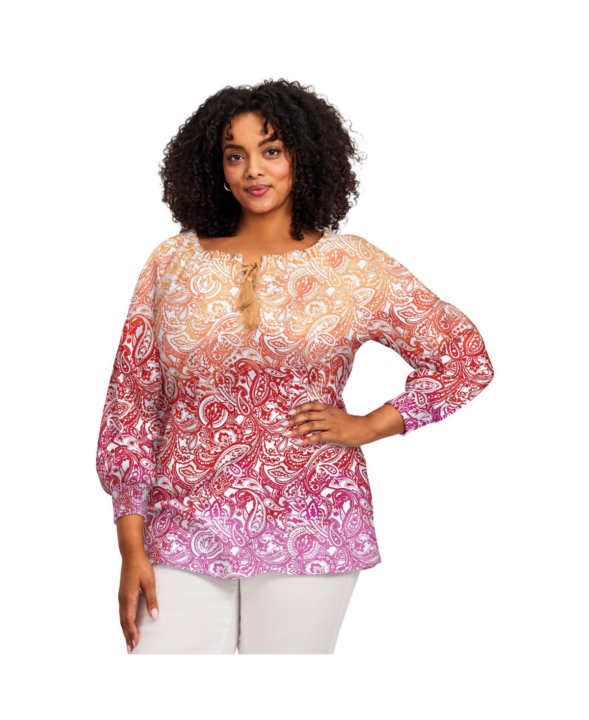 Click here for Avenue Plus Size Ombre Print Womens Top - Warm omb... prices