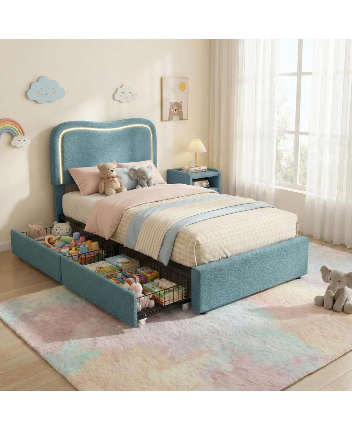 Click here for gaomon Twin Boucle Bed Frame with 2 Storage Drawer... prices
