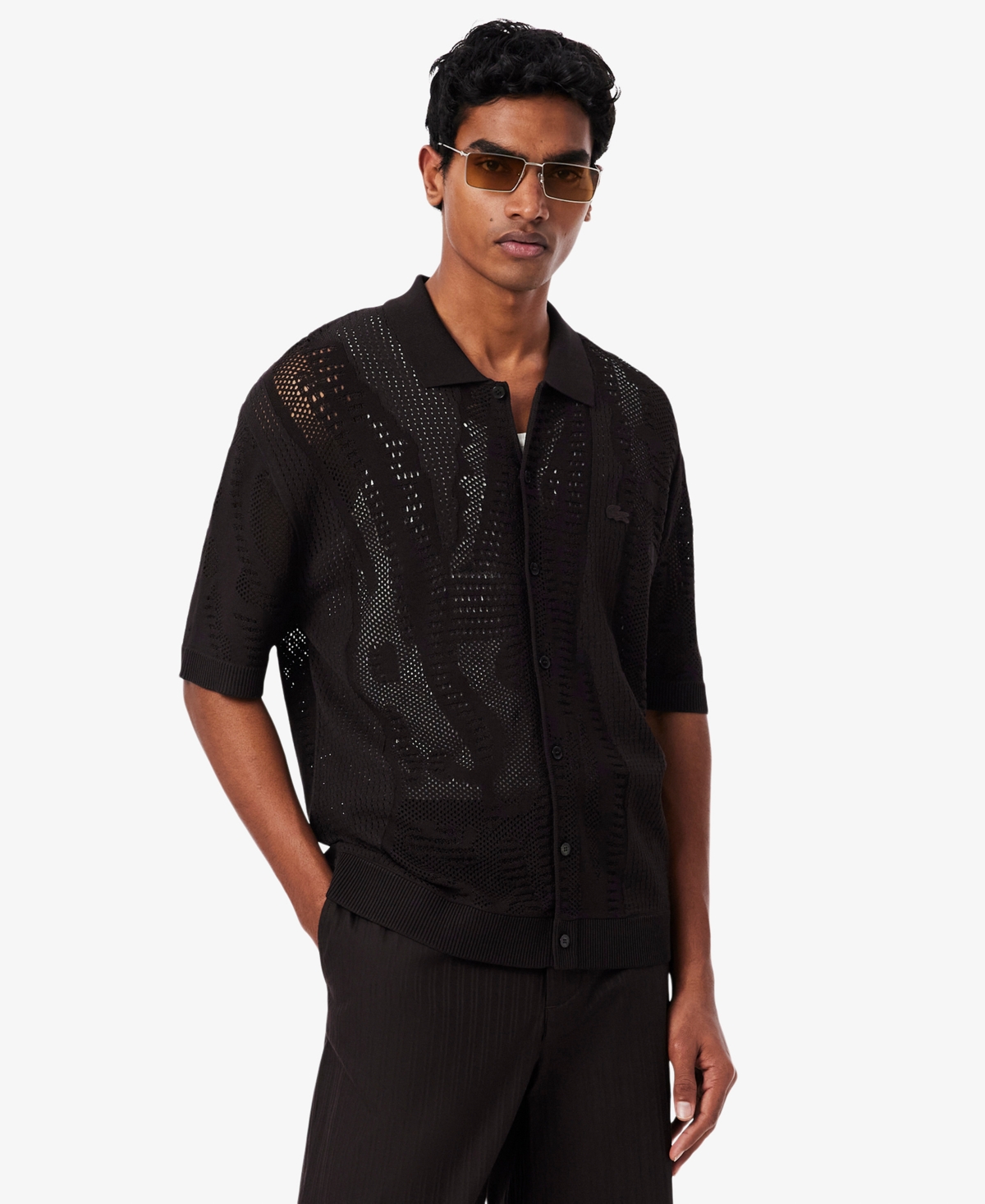 Click here for Lacoste Mens Lacy Knit Polo Collar Sweater Shirt -... prices