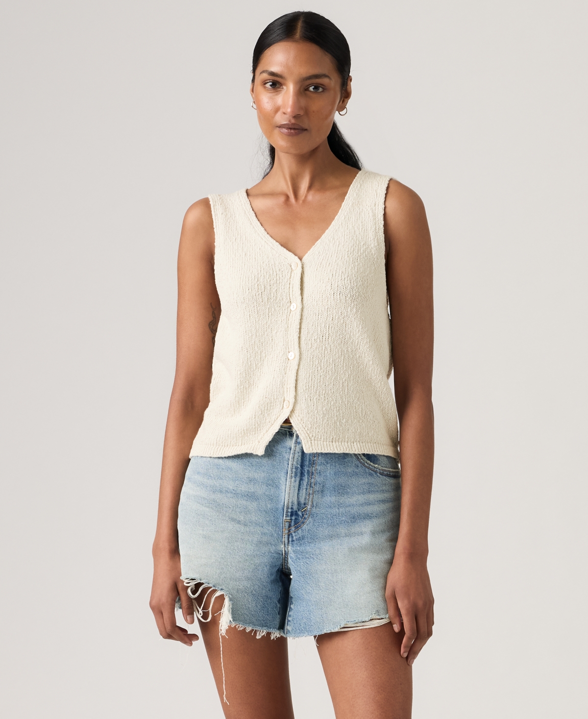 Click here for Levis Womens Sleeveless V-Neck Cotton Vest - Tofu prices