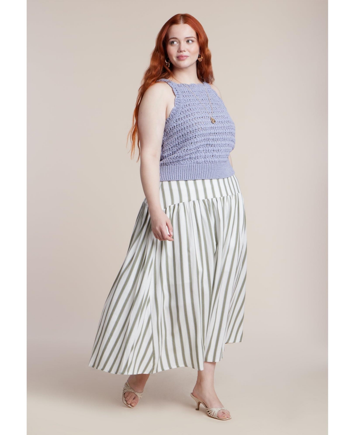 Click here for Eloquii Womens Drop Waist Striped Linen Skirt - Ig... prices