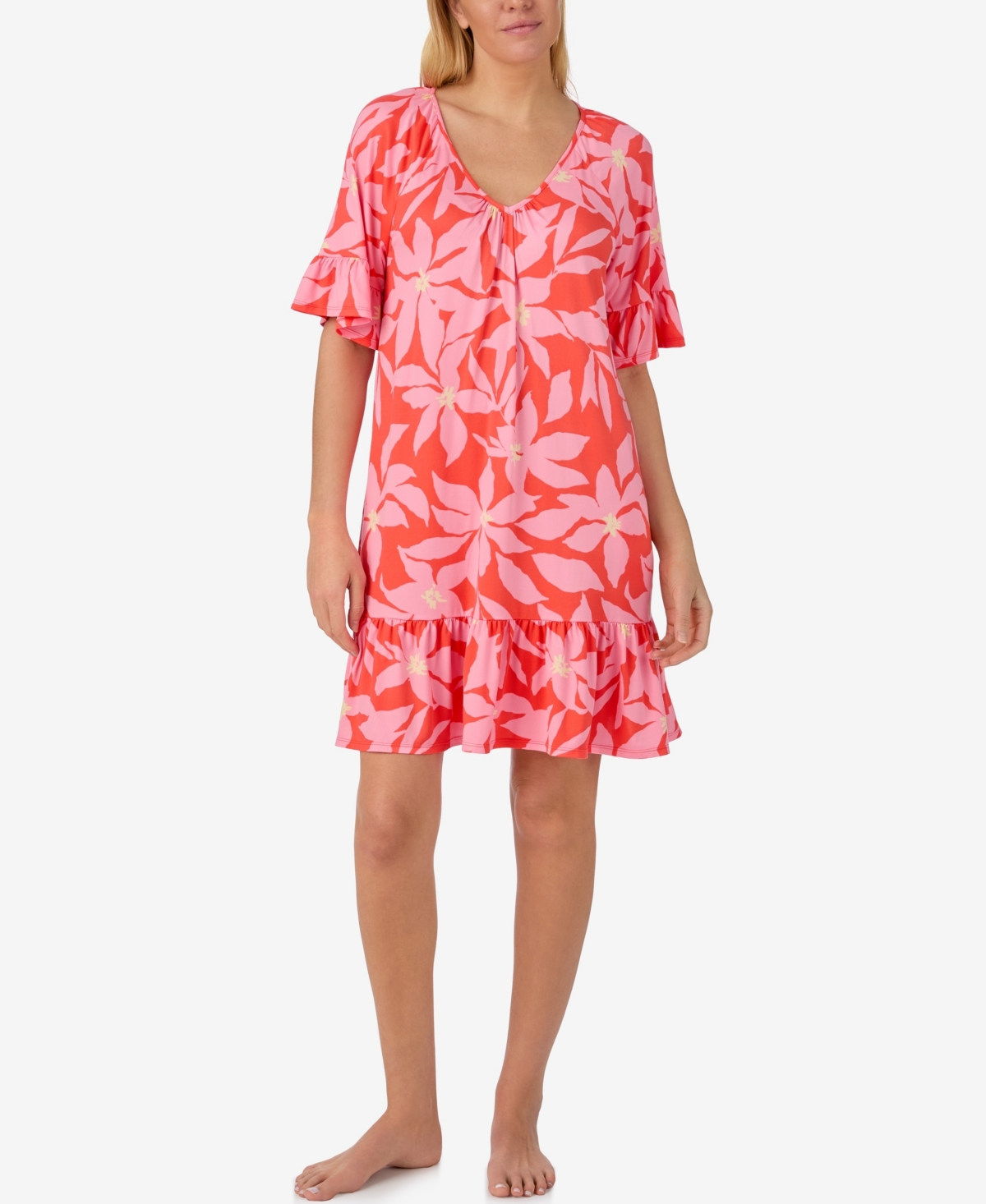 Click here for Ellen Tracy Womens V-Neck Short Nightgown - Orange... prices