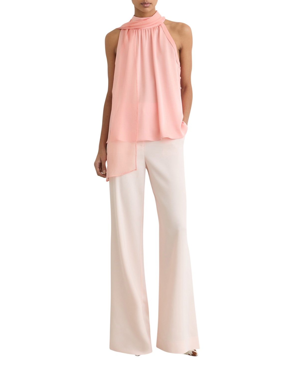 Click here for Reiss Womens Andrea Satin Sleeveless Scarf-Neck To... prices