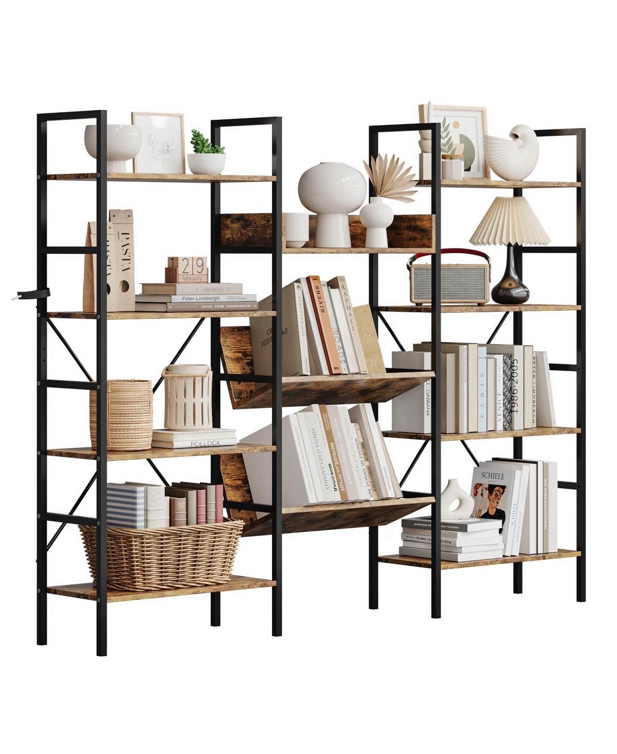 Click here for gaomon Triple Wide 4-Tier Industrial Bookshelf wit... prices