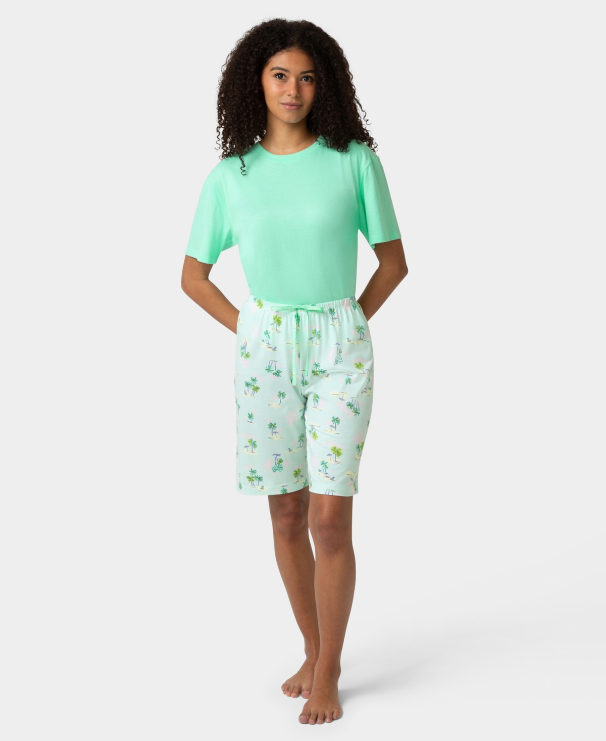 Click here for Hue Womens Chalk Dot Pj Bermuda - Calm Under Palms prices