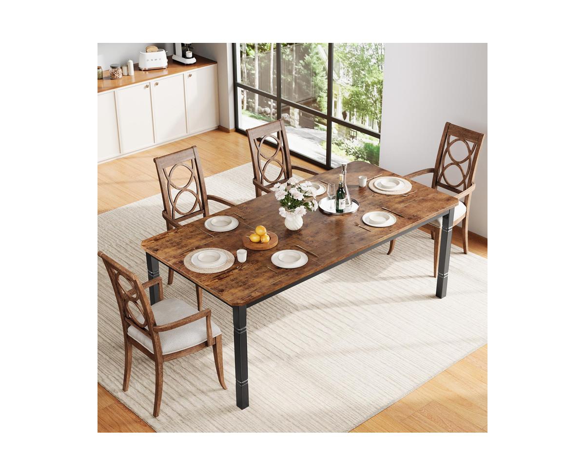 Click here for gaomon Industrial 6-8 Person Dining Table with Met... prices