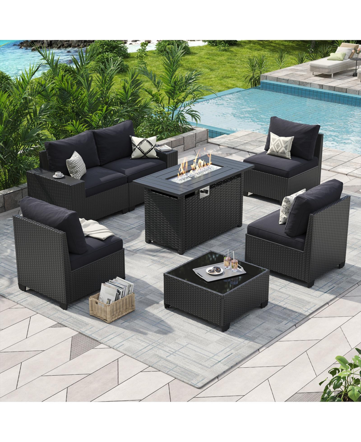 Click here for Aoxun 7-Piece Wicker Outdoor Sectional Sofa Set wi... prices
