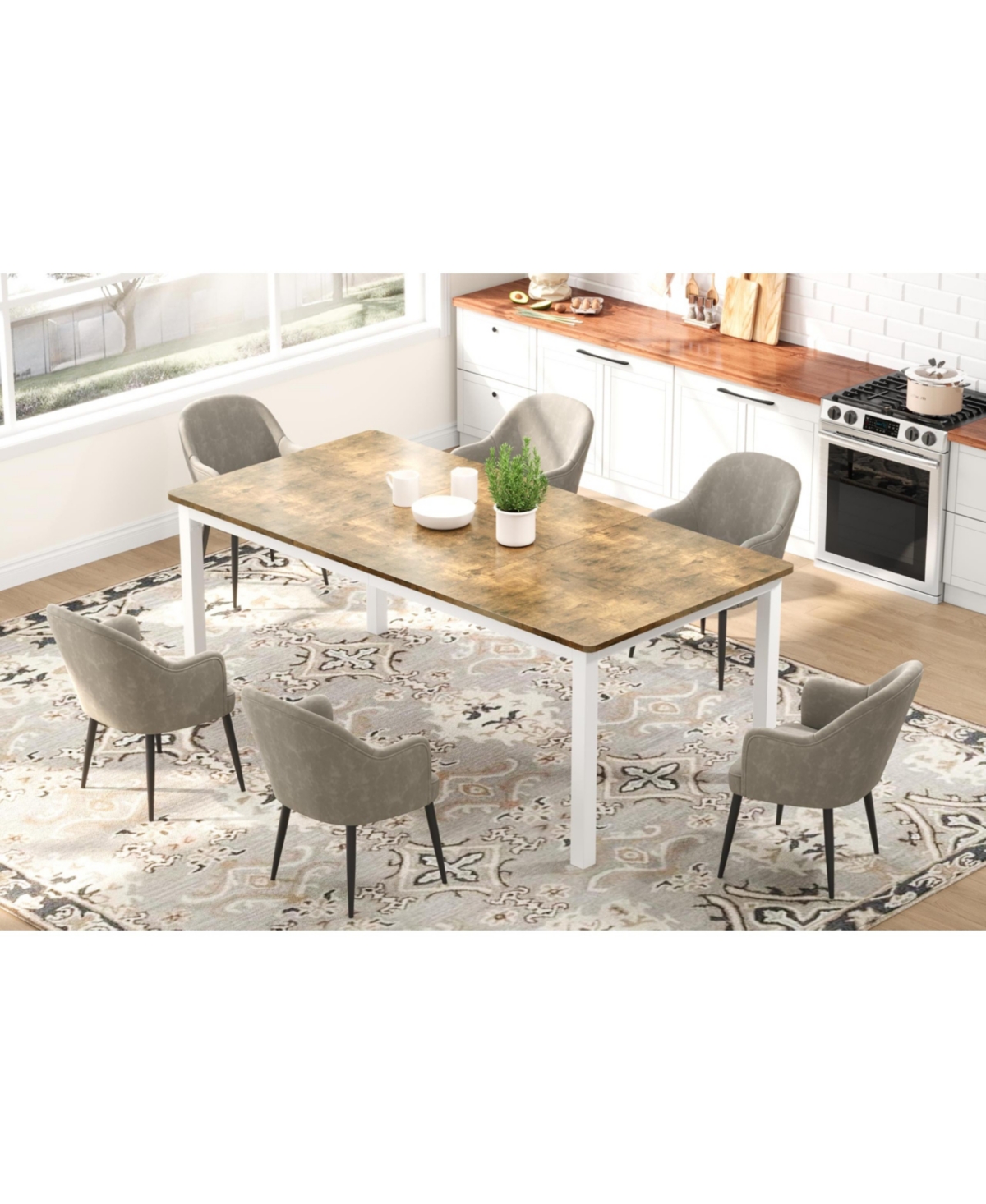 Click here for gaomon Modern Industrial 6-8 Person Rectangular Di... prices