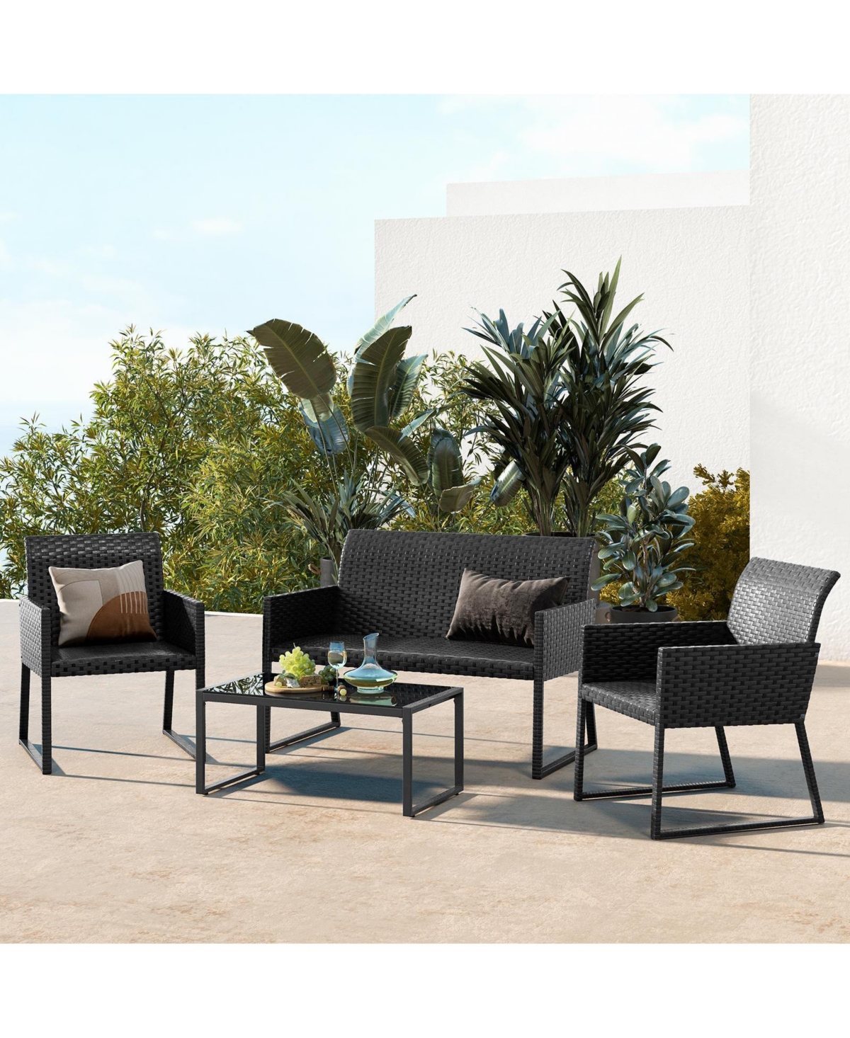 Click here for Costway 4 Pieces Patio Wicker Furniture Set Outdoo... prices