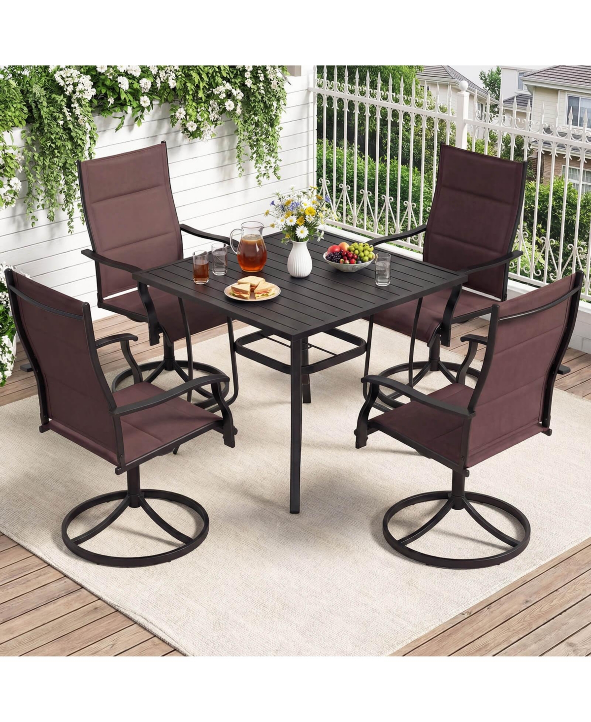 Click here for Costway 5PCS Outdoor Dining Set  4 Swivel Chairs a... prices