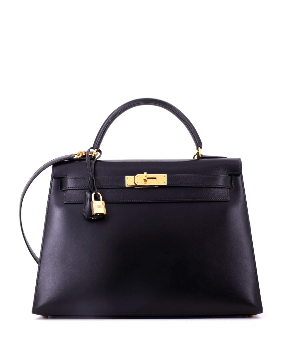 Click here for Pre-Owned HERMES Kelly 32 Handbag Black Box Calf w... prices