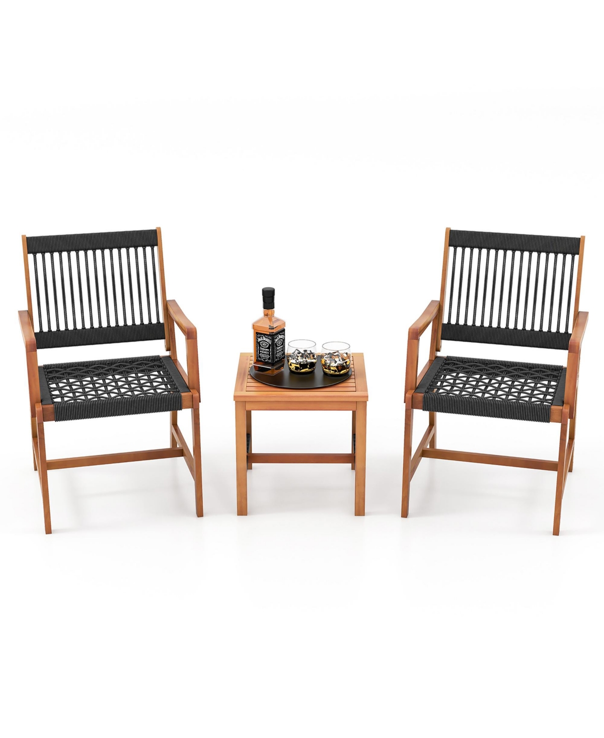 Click here for Gymax 3 Pieces Solid Acacia Wood Patio Set All-Wea... prices