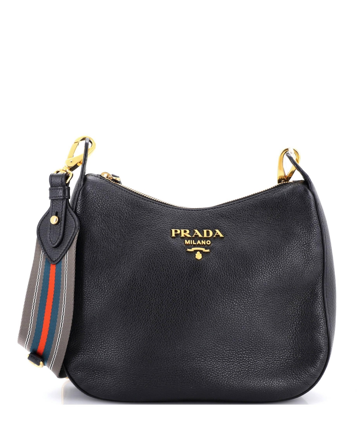 Click here for Pre-Owned Prada Medium Striped Strap Zip Hobo Vite... prices