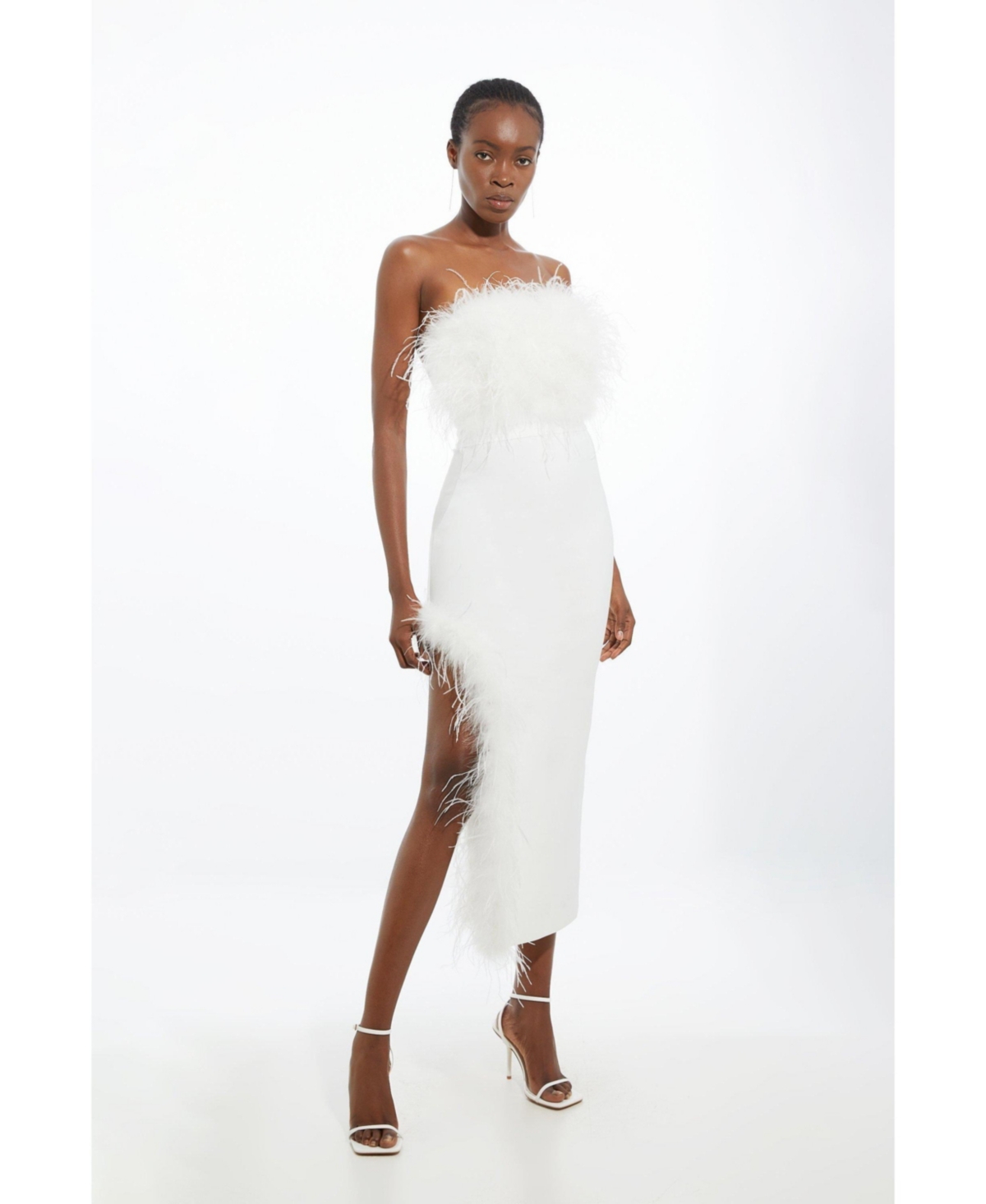 Click here for Karen Millen Womens Feather Detail Bandeau Knit Mi... prices