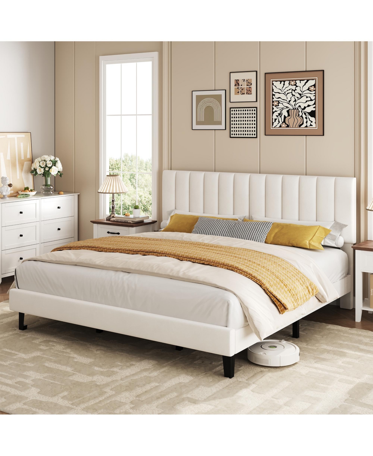 Click here for homfan Upholstered Platform Bed Frame with Adjusta... prices
