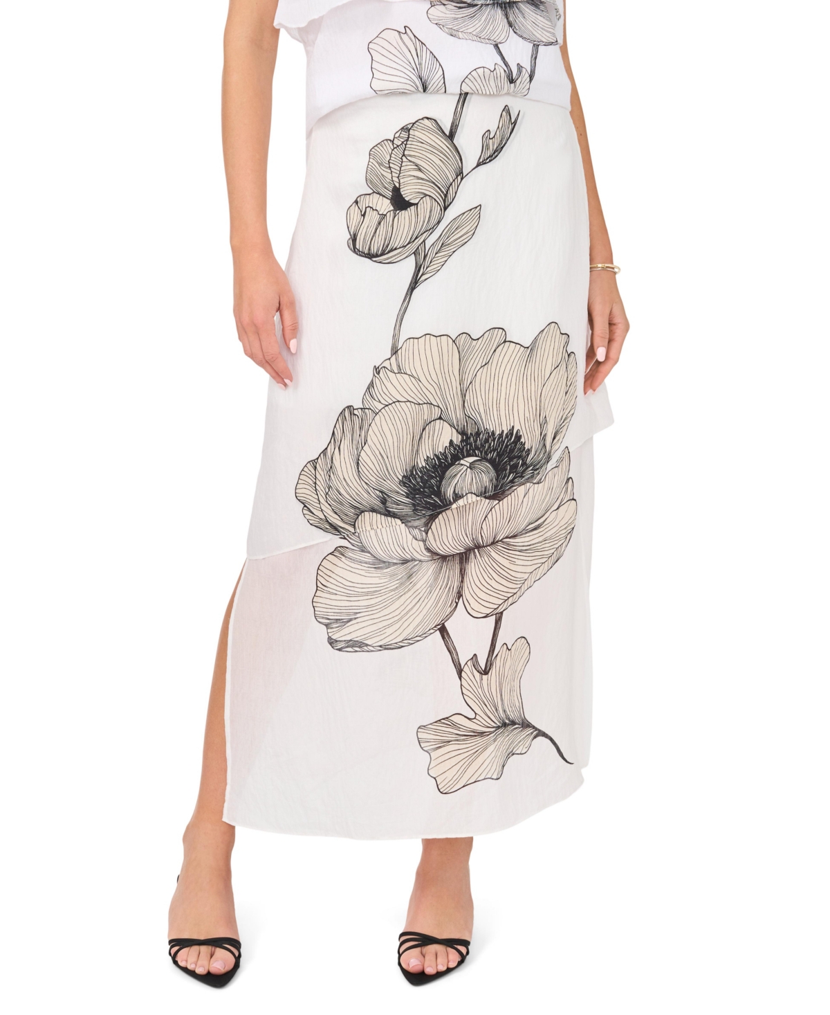Click here for Vince Camuto Womens Printed Layered Maxi Skirt - U... prices