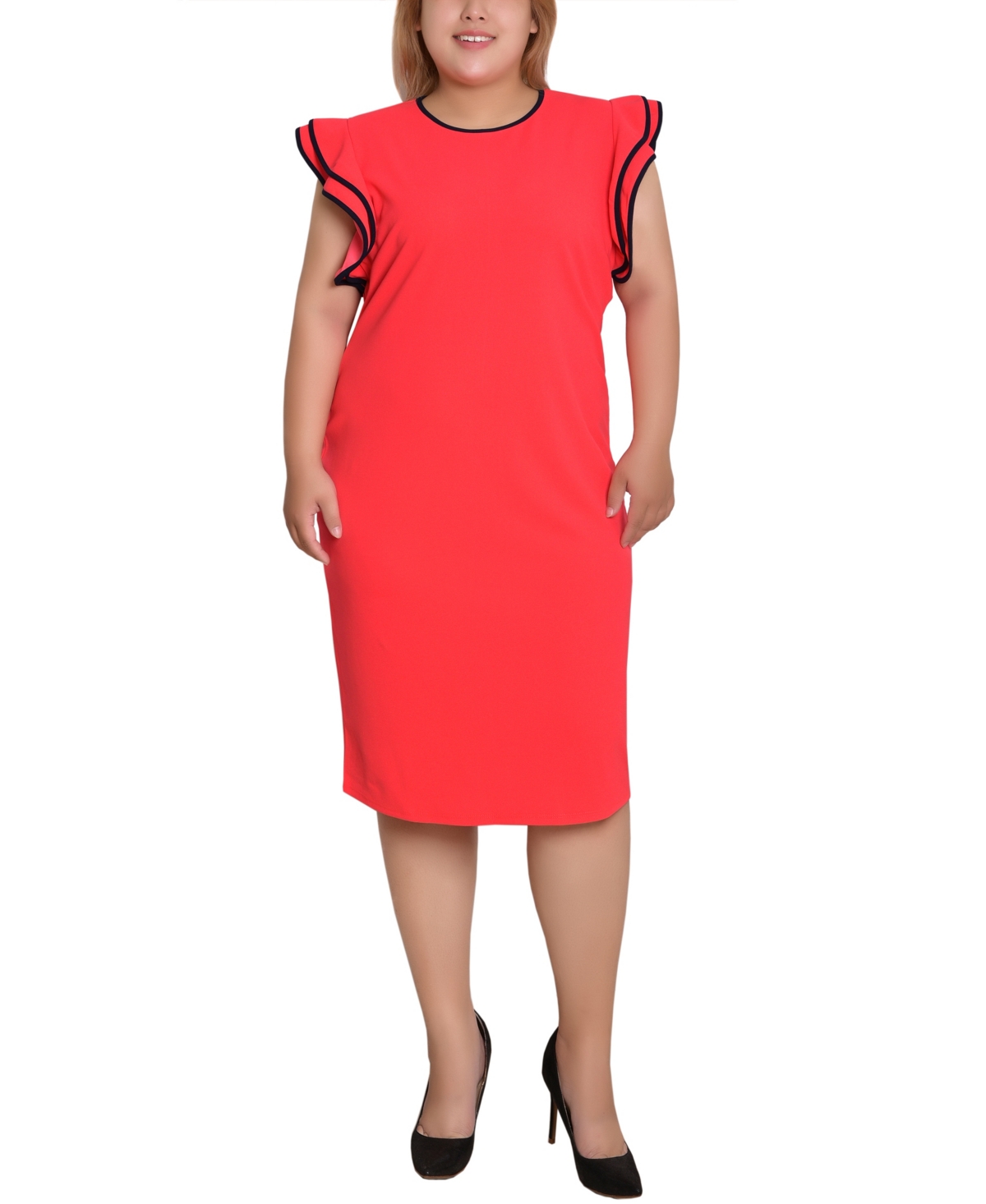 Click here for Ny Collection Plus Size Ruffle-Sleeve Dress - Rasp... prices