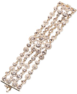 Givenchy Gold-Tone Silky Crystal Multi-Row Bracelet - Macy's