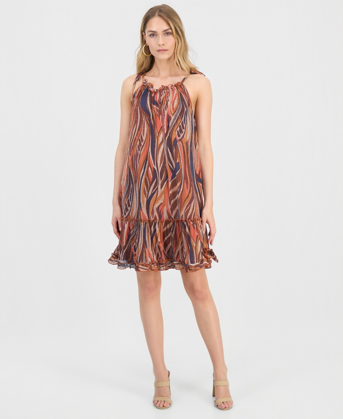 Click here for Robbie Bee Womens Printed Halter A-Line Dress - Ru... prices