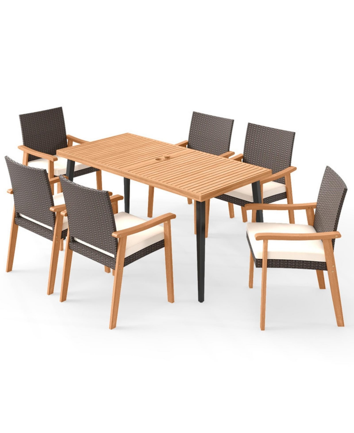 Click here for Gouun 7-Piece Outdoor Dining Set with 63 in Acacia... prices