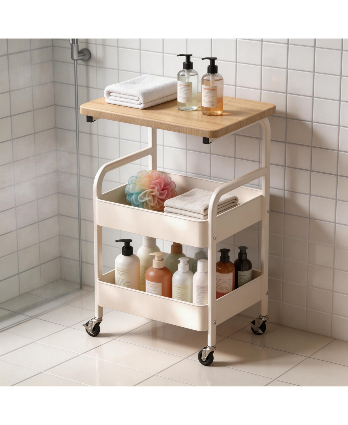 Click here for Homfan Sturdy 3-Tier Metal Utility Cart with Woode... prices