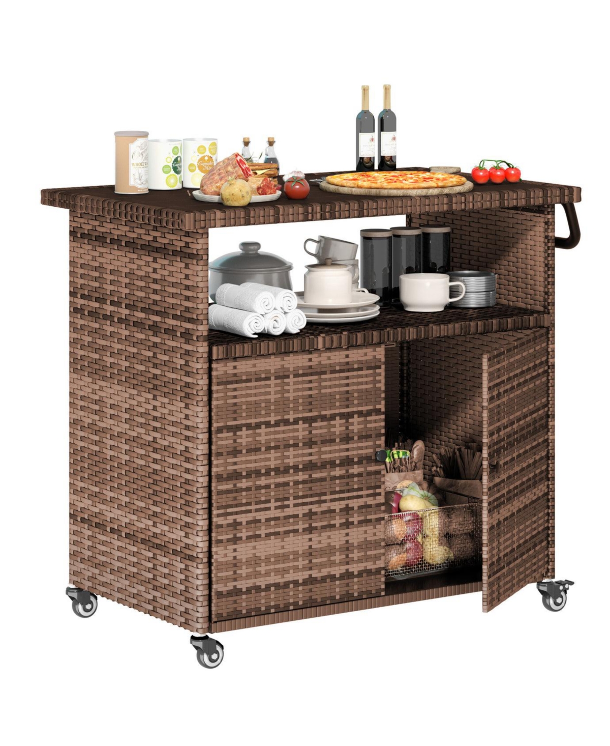 Click here for Aecojoy Outdoor Bar Cart with Wheels - Brown prices
